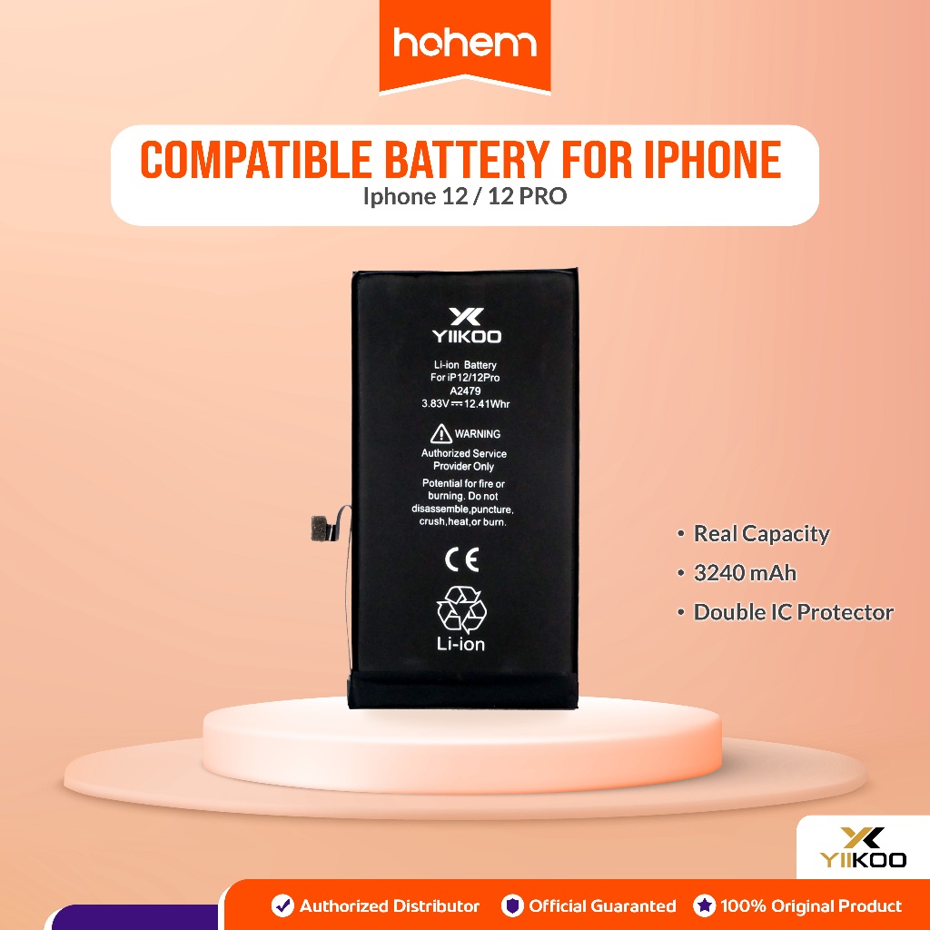 Jual YIIKOO Baterai Iphone 12 / 12 PRO High Capacity Battery Batre ...