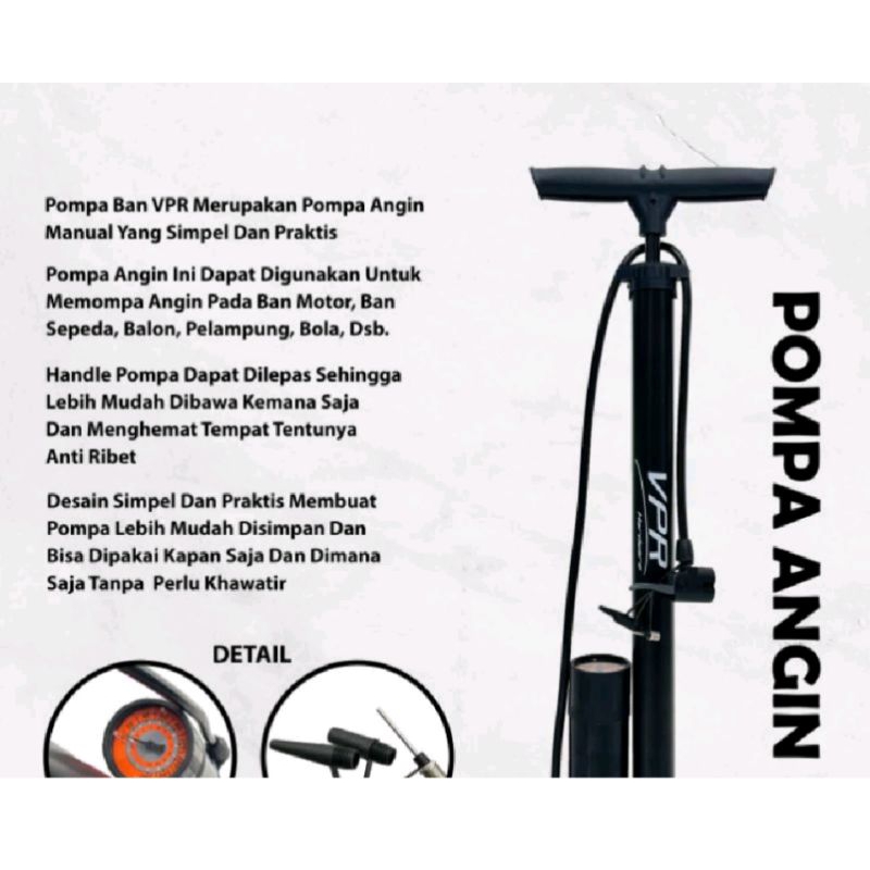 Jual ( Pplus ) Pompa Angin Sepeda Motor Mobil Tabung Meter Black / High ...