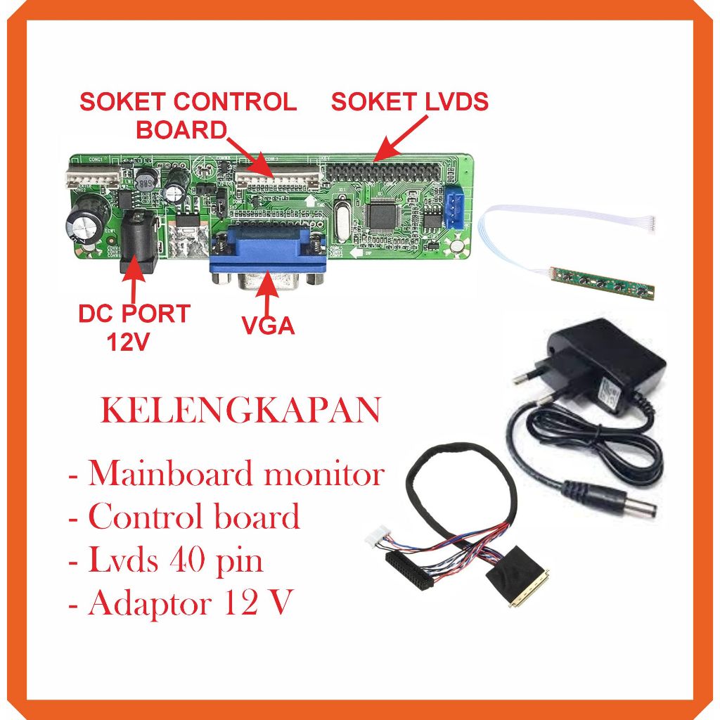 Jual UNIVERSAL BOARD MONITOR LED PAKET EKS LAPTOP 40 PIN MAINBOARD ...