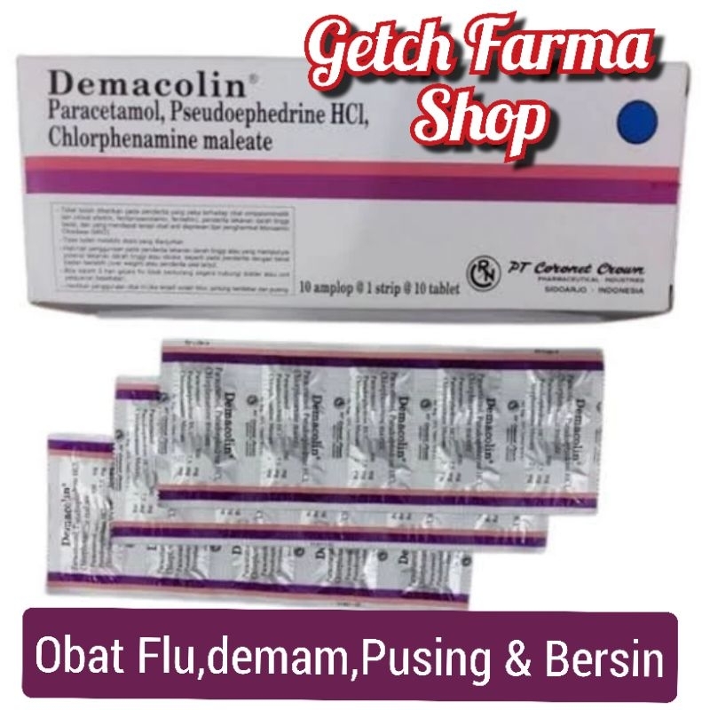 Jual Demacolin Kaplet Strip Gejala Flu ,Demam, Sakit Kepala ORIGINAL ...