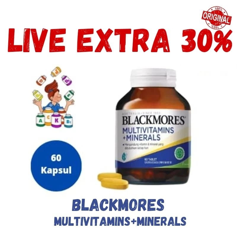 Jual BLACKMORES MULTIVITAMINS+MINERALS - ISI 60 TABLET | Shopee Indonesia