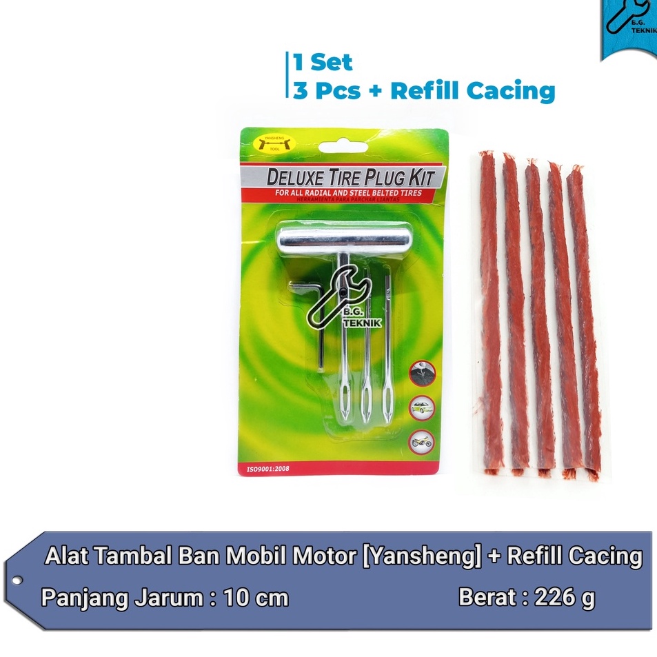 Jual Alat Tusukan Ban Besi Tambalan motor mobil Yansheng Refill Cacing ...