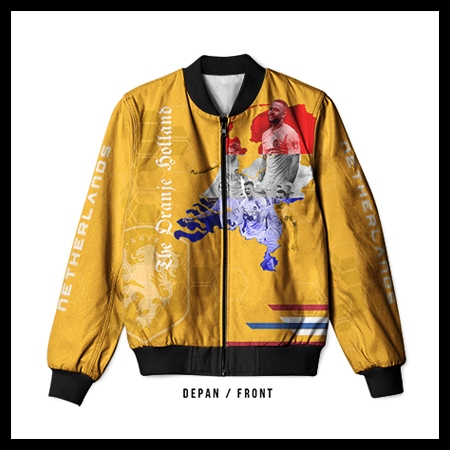 Jual Jaket Bomber Tim Belanda Kasual Euro 2024 (Netherland) Dewasa full ...