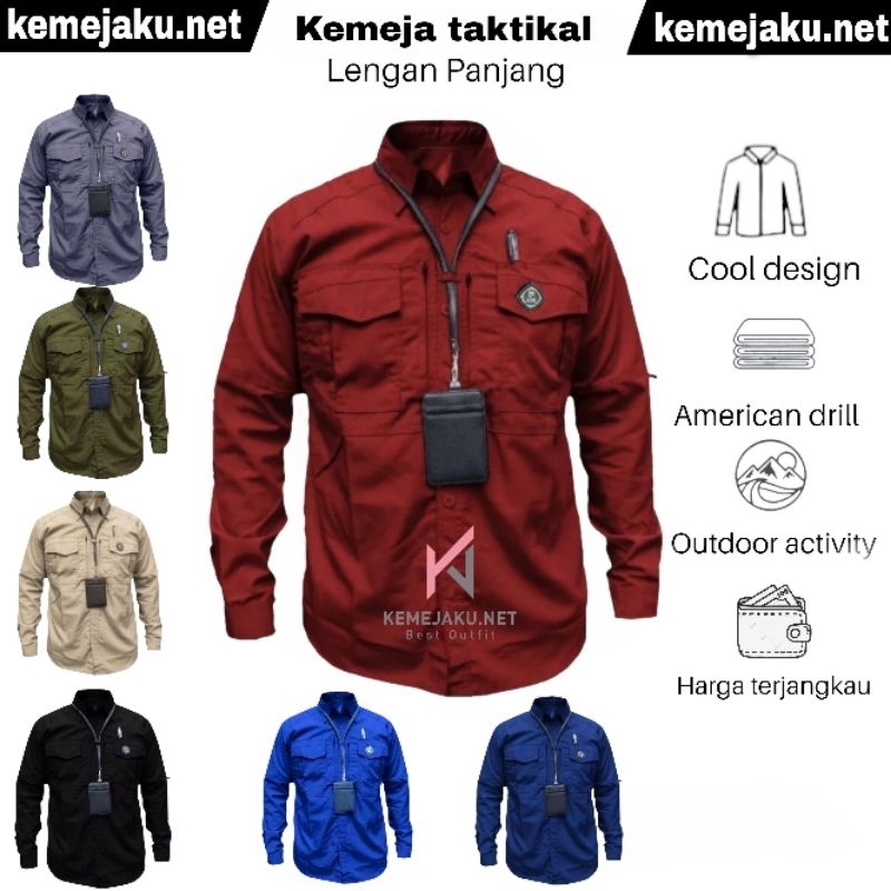 Jual kemeja lapangan pdl outdoor | kemeja pria wanita lengan panjang ...