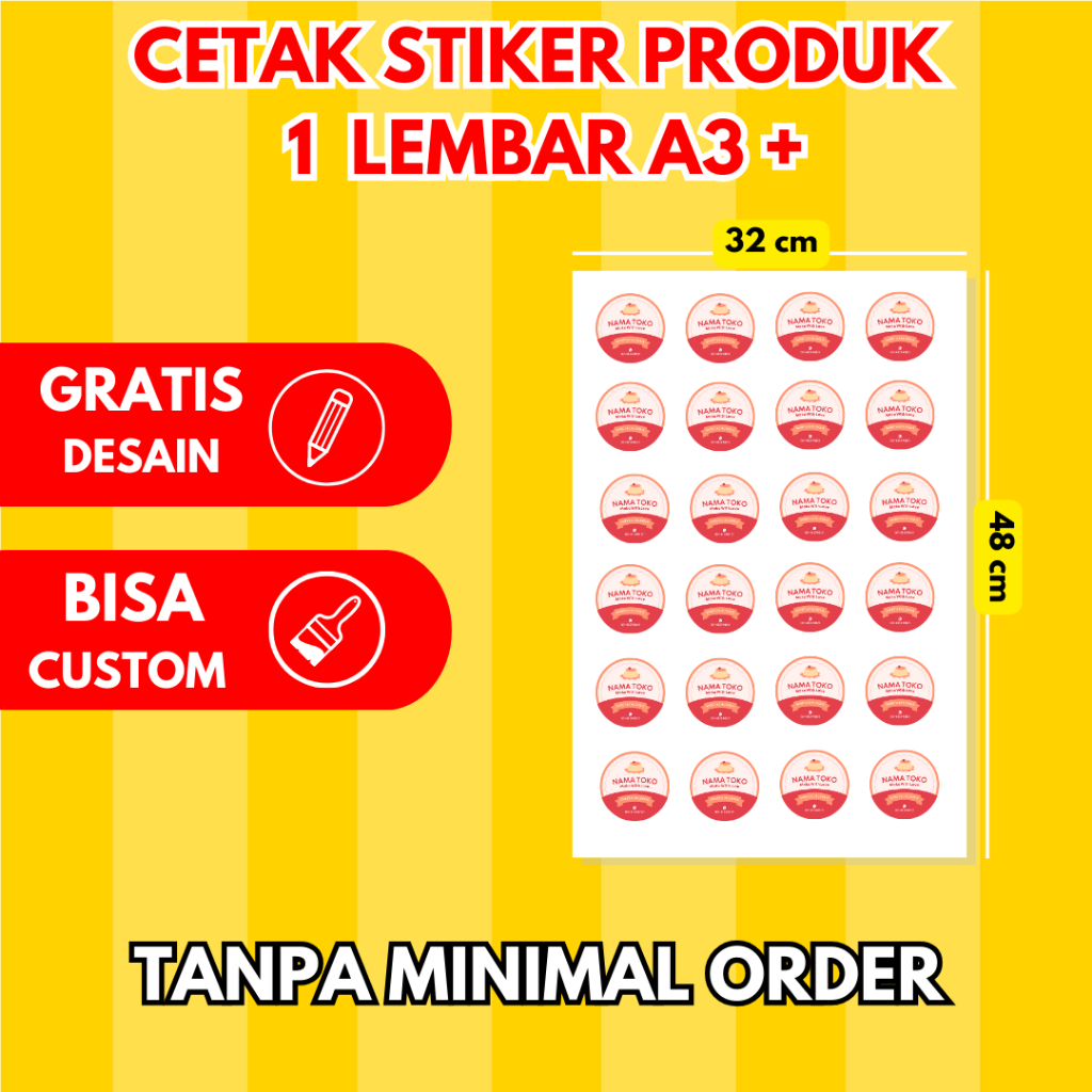 Jual CETAK STIKER A3+ LABEL OLSHOP MAKANAN MINUMAN KEMASAN MURAH TANPA ...