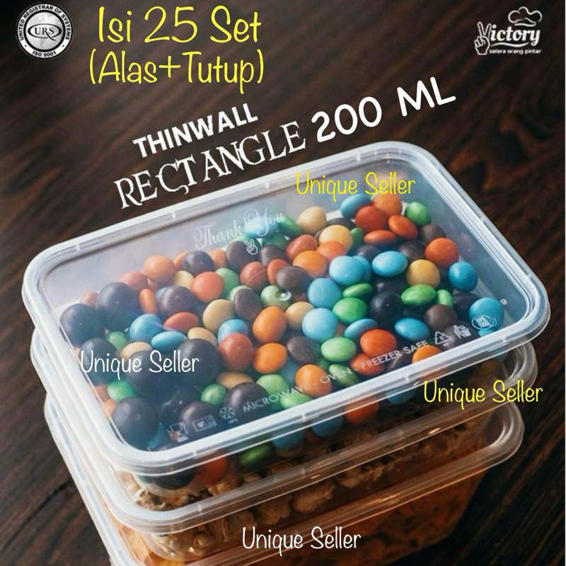 Jual [isi25] Thinwall Rectangle 200 Ml Victory Thinwall Persegi