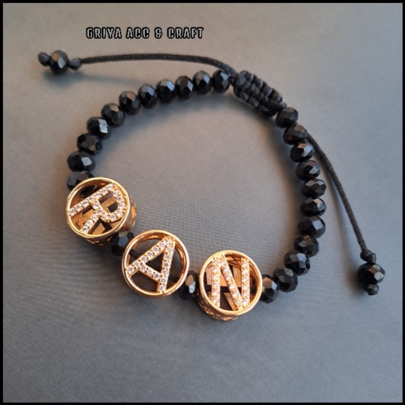 Jual Gelang Kristal Inisial Nama Cubic Zirconia Lapis Emas 18k Huruf ...