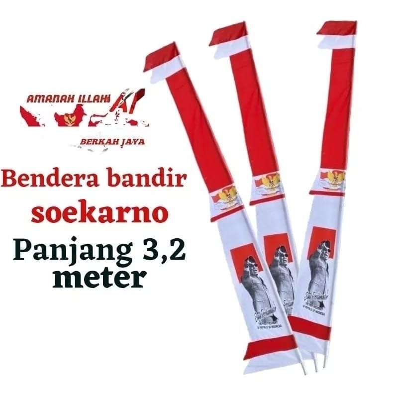 Jual Bendera Bandir Soekarno 3.2 m Merah Putih Bahan Premium Tali Siap ...