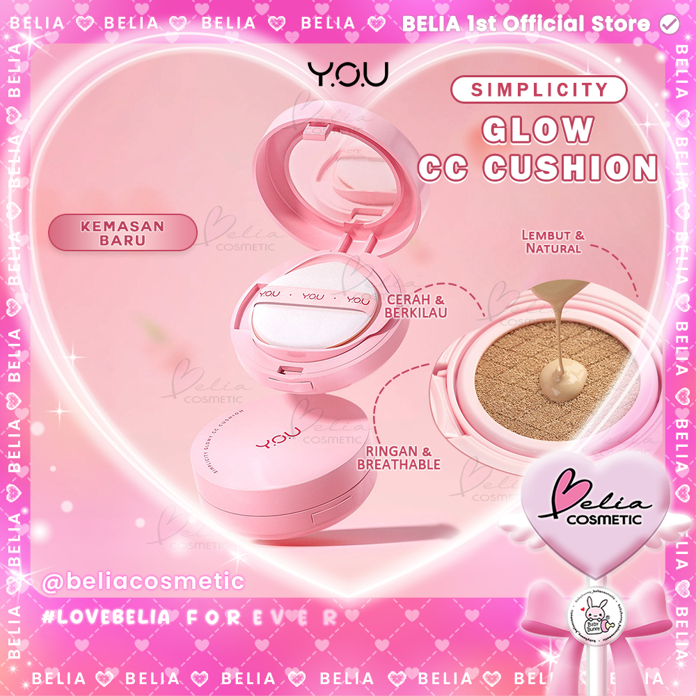 Jual BELIA YOU The Simplicity Glowy CC Cushion (NEW PACKAGING) | Color Corrector CC Cushion Y.O ...