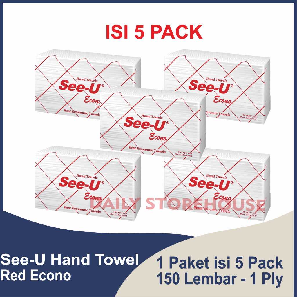 Jual Paket 5 Pack Tissue See-U Hand Towel Red Econo Tissue Wastafel 150 ...