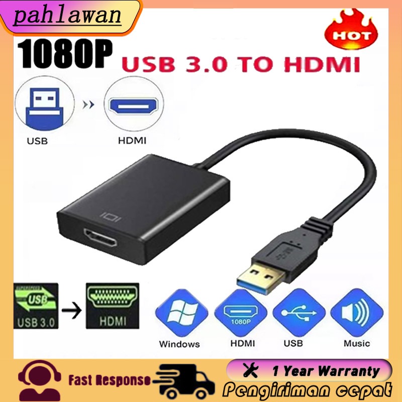 Jual Kabel USB to HDMI Converter HDTV&USB 3.0 TO HDMI ADAPTER To ...