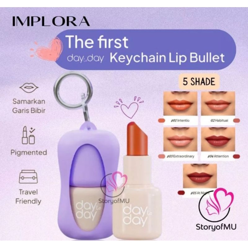Jual IMPLORA Day To Day Key-Chain Lip Bullet 1.5gr - Lipstick | Mini ...