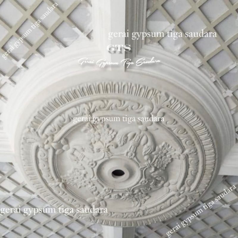 Jual Hiasan plafon - Ornamen lampu gypsum 150cm - Ornamen bulat full ...