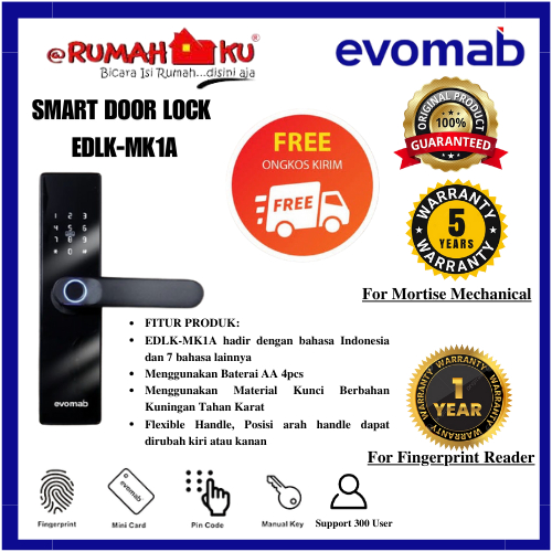 Jual Evomab Handle Pintu Digital Rumah Smart Home Door Lock Hendel ...