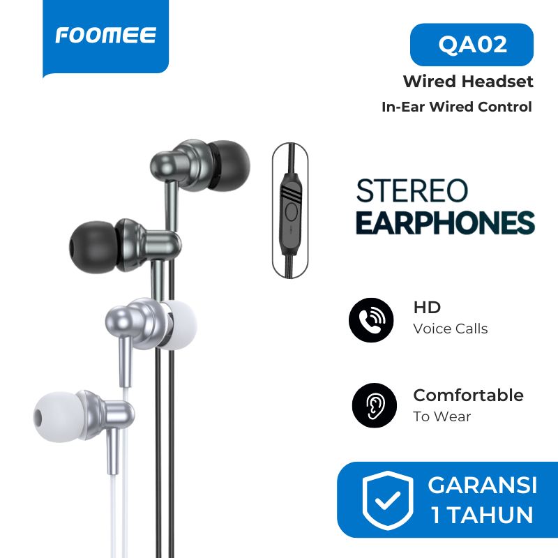 Jual Foomee QA02 Wired Earphone In-Ear Headset Kabel 120CM | Shopee Indonesia