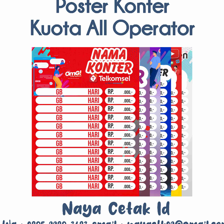 Jual poster konter kuota all operator harga kuota | Shopee Indonesia