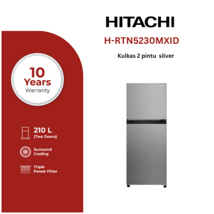 Jual HITACHI HRTN5230MXID Kulkas 2 Pintu Inverter 230 Liter | Shopee Indonesia