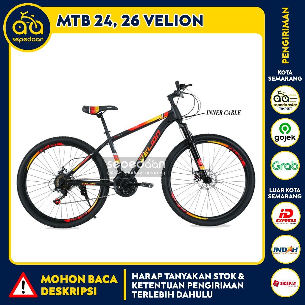 Jual Sepeda Gunung MTB 24", 26" VELION - 3x7 speed shock cakram DB ...