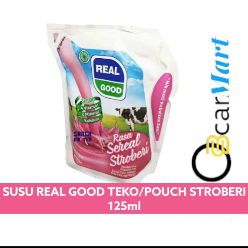Jual Eceran Susu REAL GOOD 125ml STROBERI Kemasan Pouch Strawberry ...