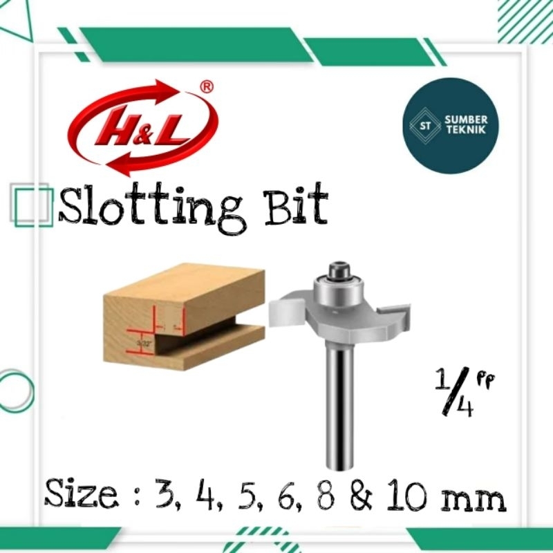 Jual HL H&L Slotting 1/4" Mata Router Sloting Bit Profil Kayu Trimmer 3 ...