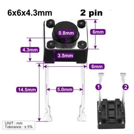 Jual Tombol Reset saklar Tactile Push Button Micro Switch 6x6 mm 4Pin ...