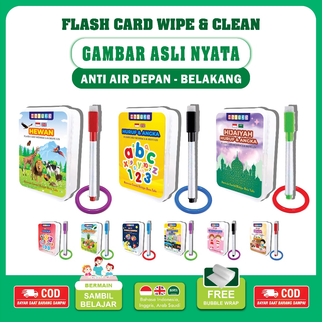 Jual Flash Card WIPE and CLEAN Bonus RING + SPIDOL + BOX SERBAGUNA ...
