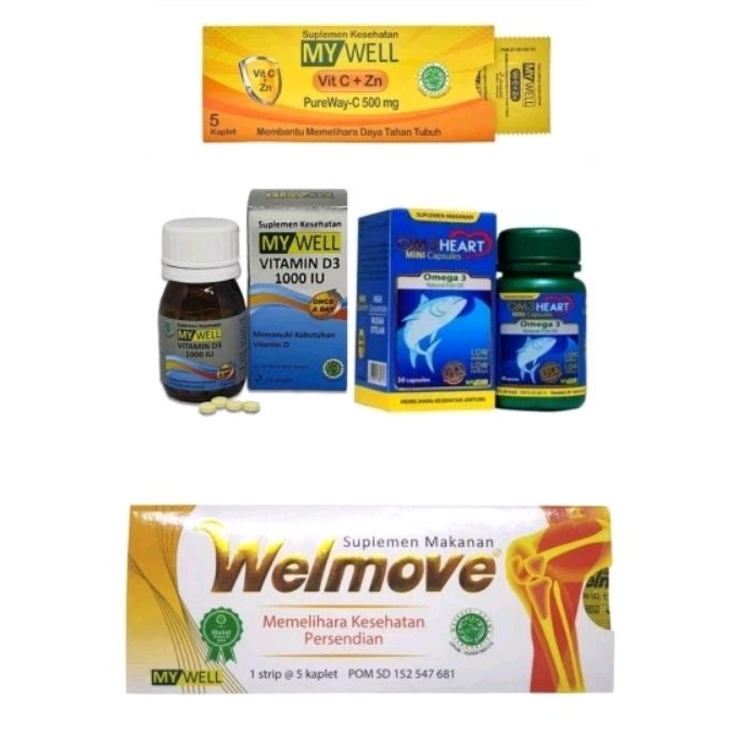 Jual My Well Vitamin D3 1000iu Zinc C Omega3 Mywell OM3 Wellmove Tulang ...