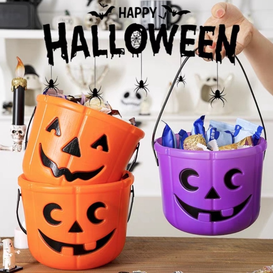 Jual STAR Pumpkin Candy Bucket Stackable Keranjang Permen Halloween ...