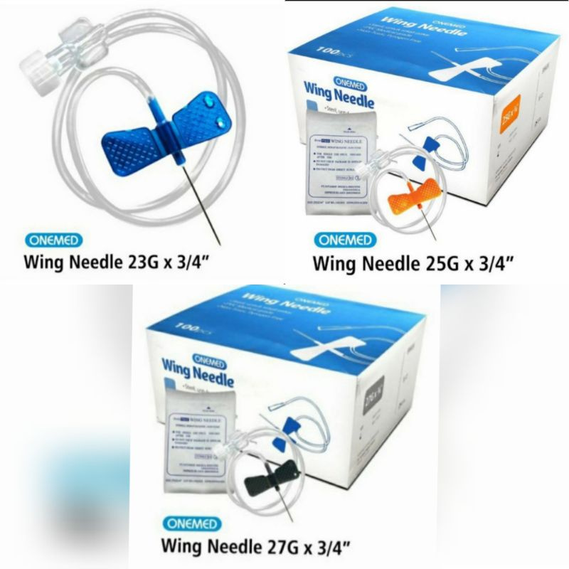 Jual wing needle 23G 25G 27G wing 23 25 27G wing nidle needle wing onemed harga per pcs jarum ...