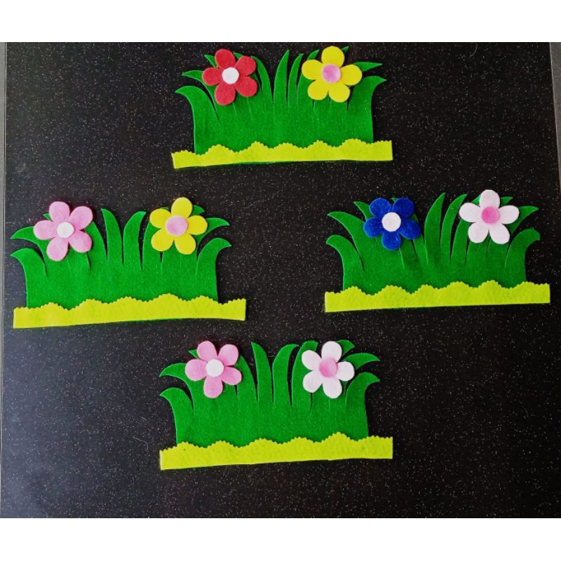 Jual READY Aplikasi RUMPUT bahan FLANEL harga satuan(perbiji)/ Hiasan ...