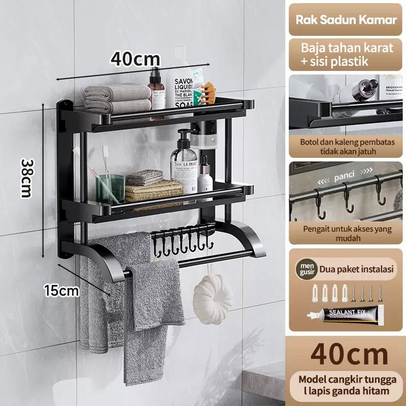 Jual SUS 304 Kamar Mandi Rak Handuk Gantungan Dinding Stainless Steel 2 ...