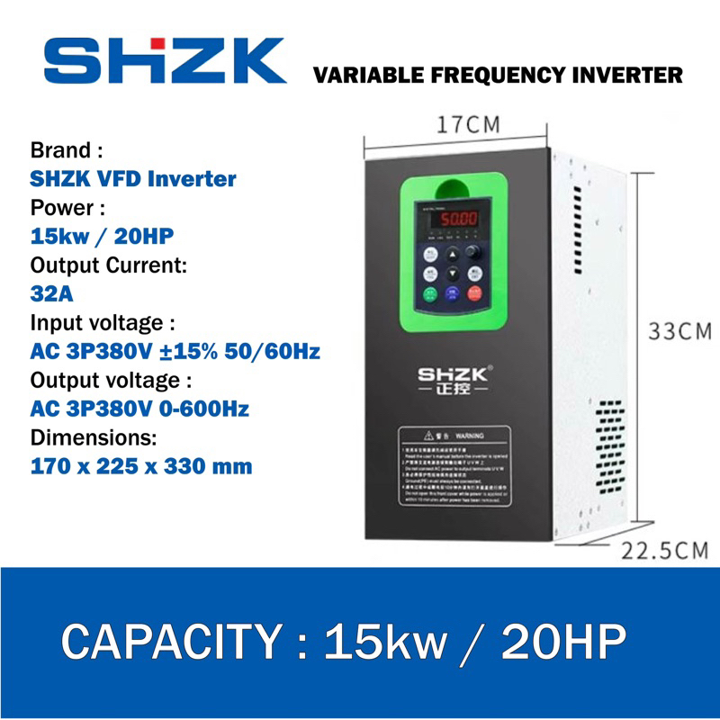 Jual Inverter SHZK 15KW 380V 3Phase 3P 20HP VFD Variable Frequency Drive | Shopee Indonesia