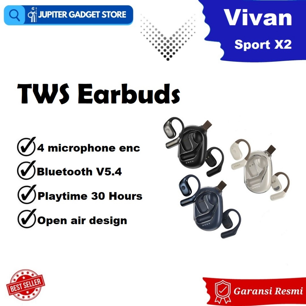 Jual Vivan Sport X2 Headset Bluetooth True Wireless TWS Earbuds ...