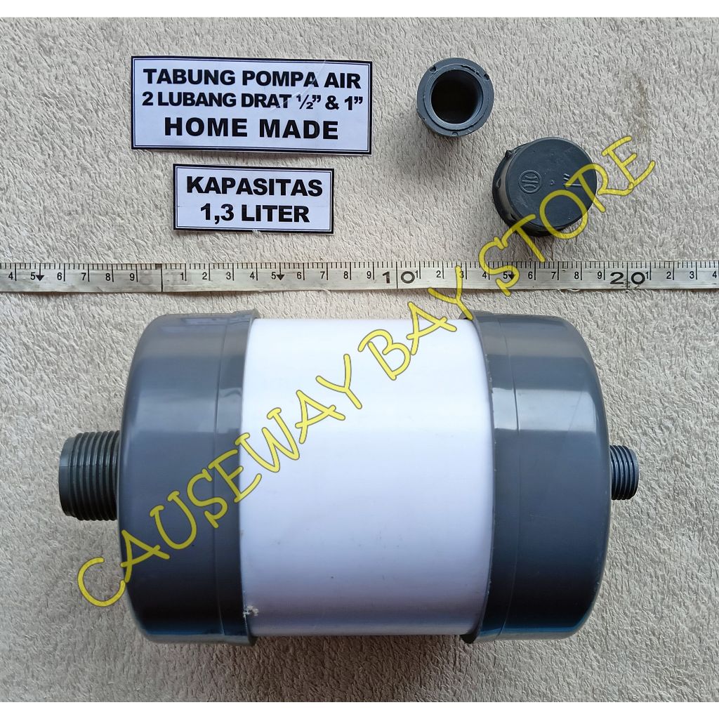 Jual TABUNG POMPA AIR 1,3L DRAT 1 INCH DAN 1/2 INCH (2 LUBANG) HOME ...
