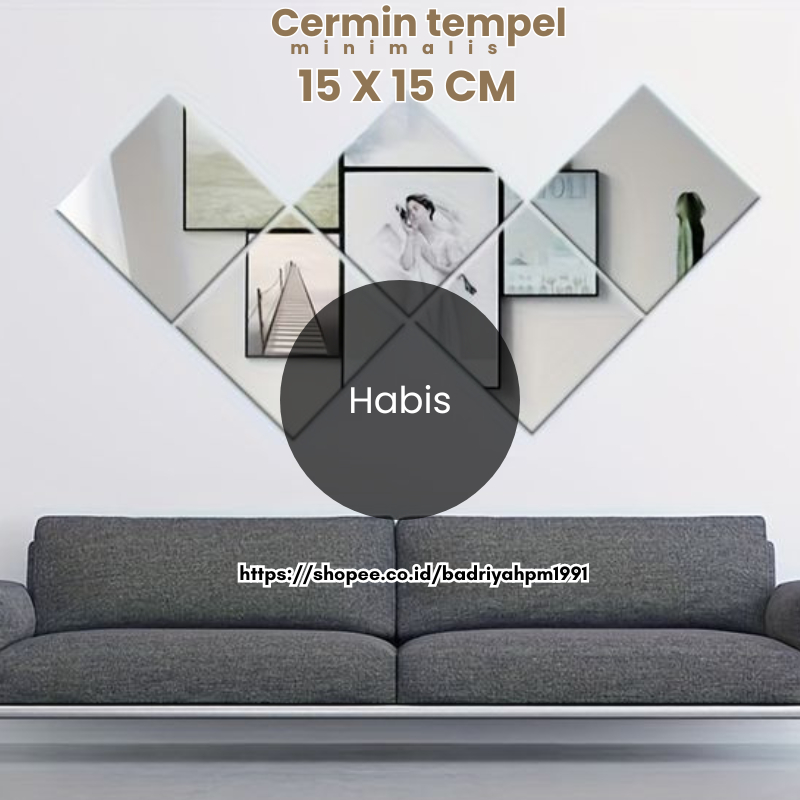 Jual Kaca Cermin Aesthetic Tempel Dinding 15x15 Bevel Dekorasi ...