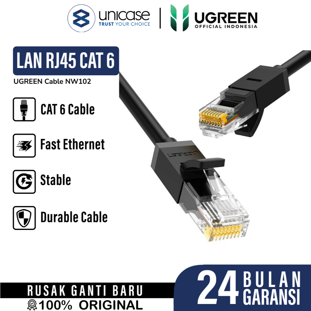 Jual Cable LAN RJ45 CAT 6 UGREEN Ethernet/Internet 1Gbps 250 MHz UTP Kabel | Shopee Indonesia