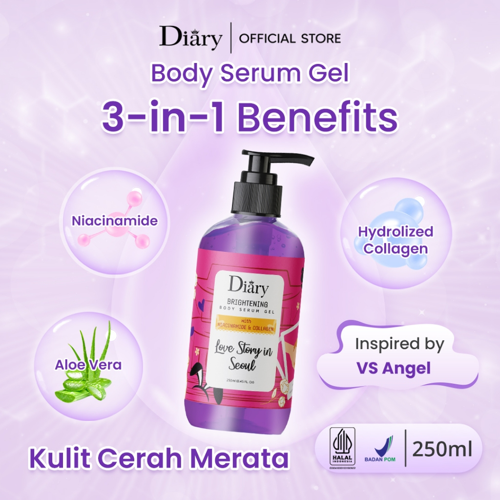 Jual Diary Body Serum Gel Brightening with Niacinamide / Body lotion ...