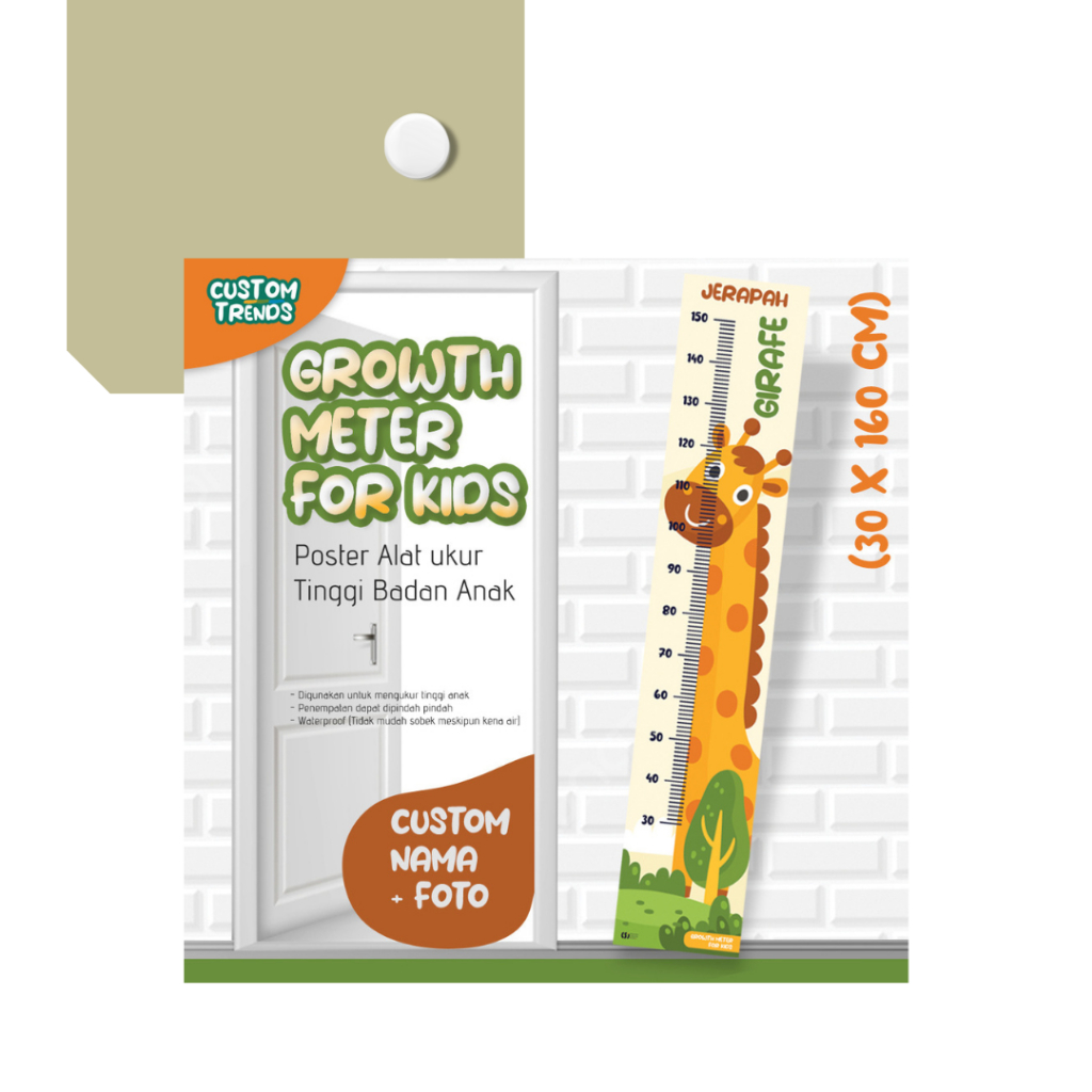 Jual Alat Peninggi Badan Growth Meter Custom For Kids Ukuran ( 30x160 ...