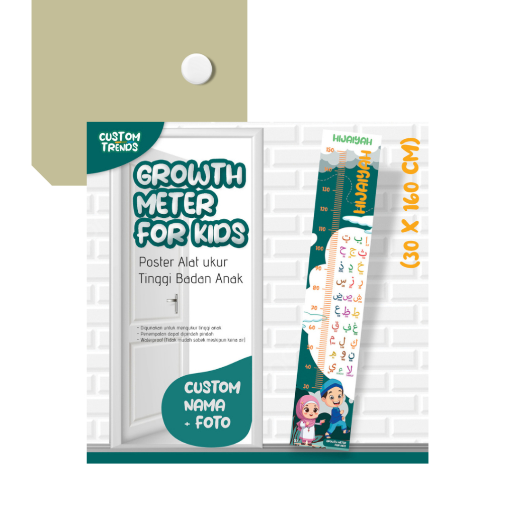 Jual Alat Peninggi Badan Growth Meter Custom For Kids Ukuran ( 30x160 ...