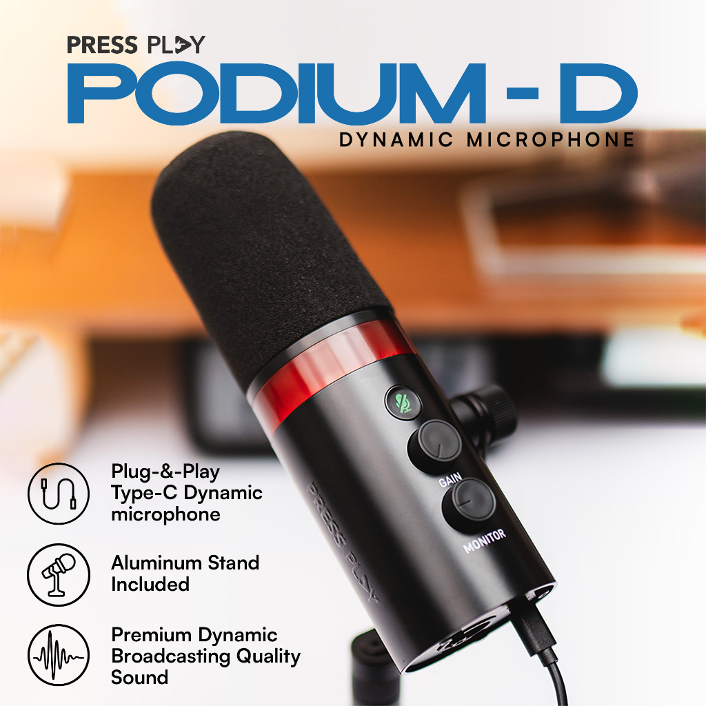 Jual PODIUM D Dynamic Microphone Type-C USB by Press Play | Shopee ...