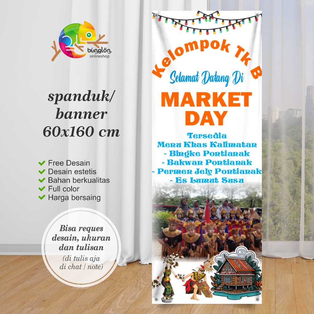 Jual Spanduk Banner MMT Market Day Sekolah Free Custom Desain | Shopee ...