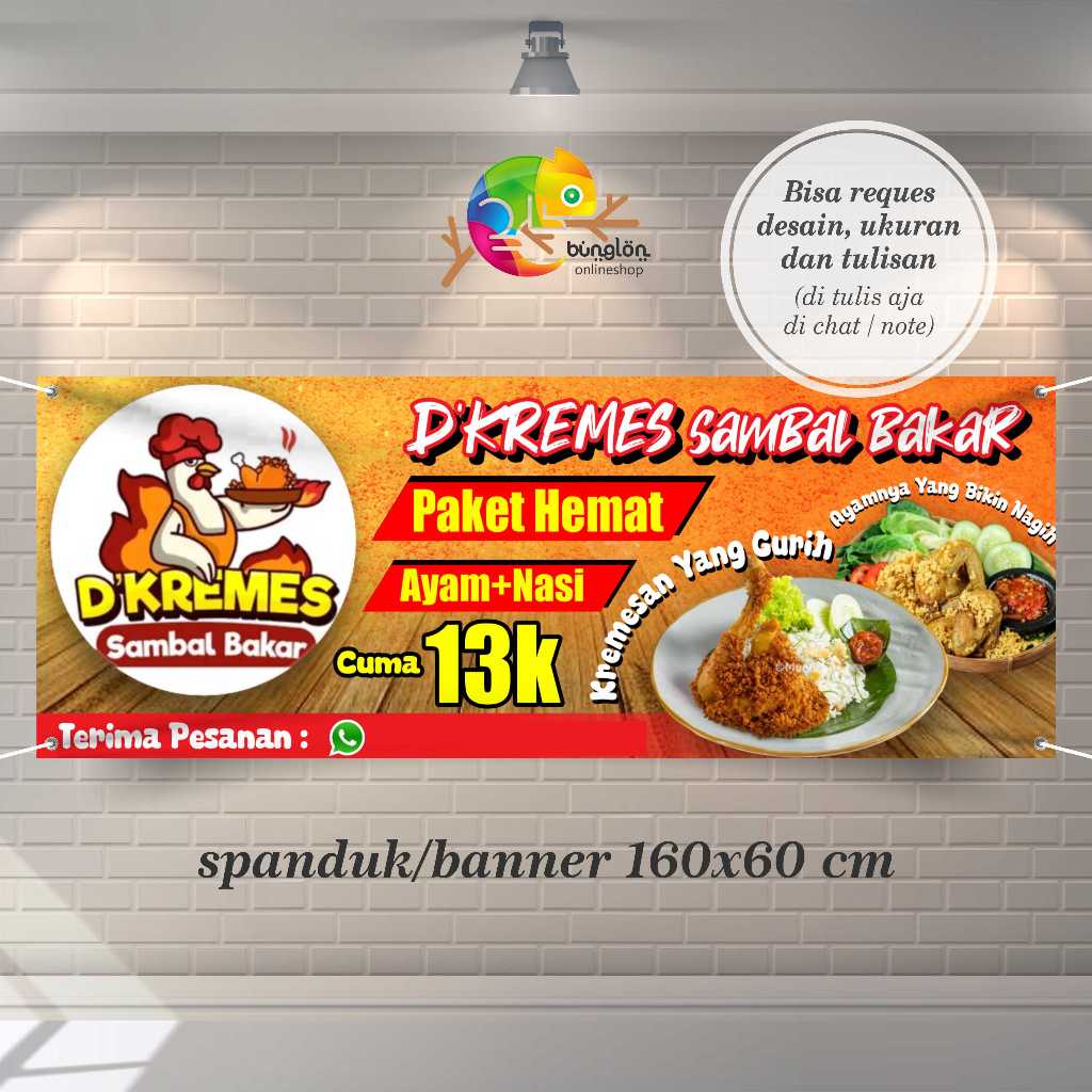 Jual Spanduk Banner Ayam Kremes Sambal Bakar Free Custom Desain ...