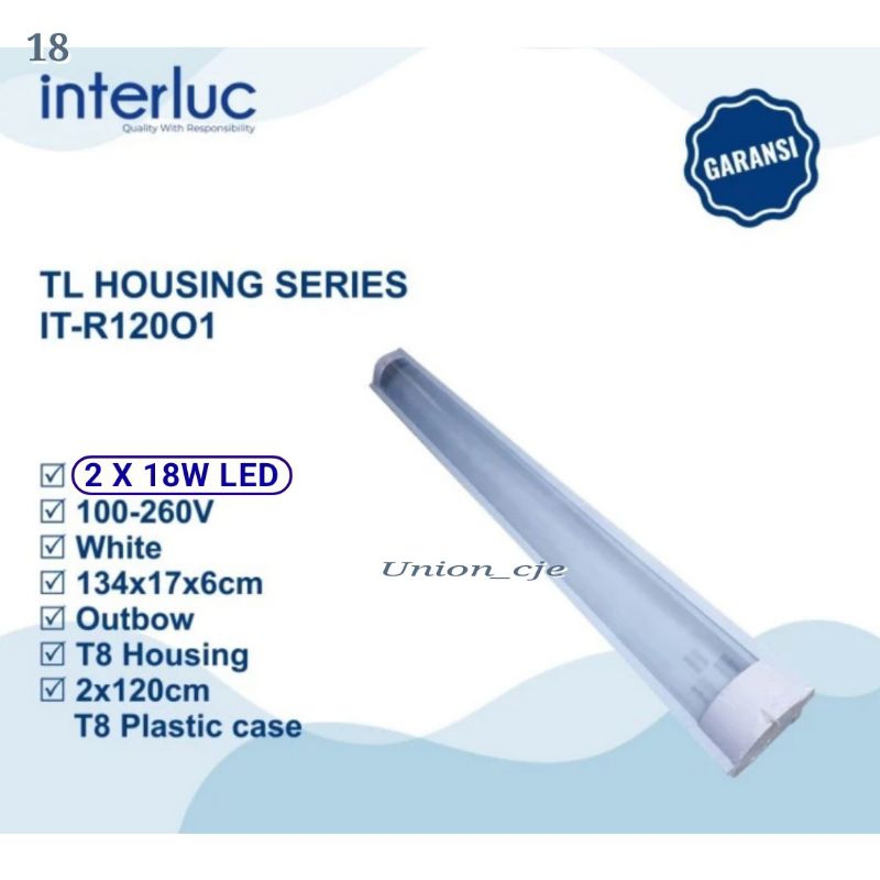 Jual Kap TL LED 2X18W OUTBOW isi 2 Lampu LED INLITE 18W panjang 120cm | Shopee Indonesia