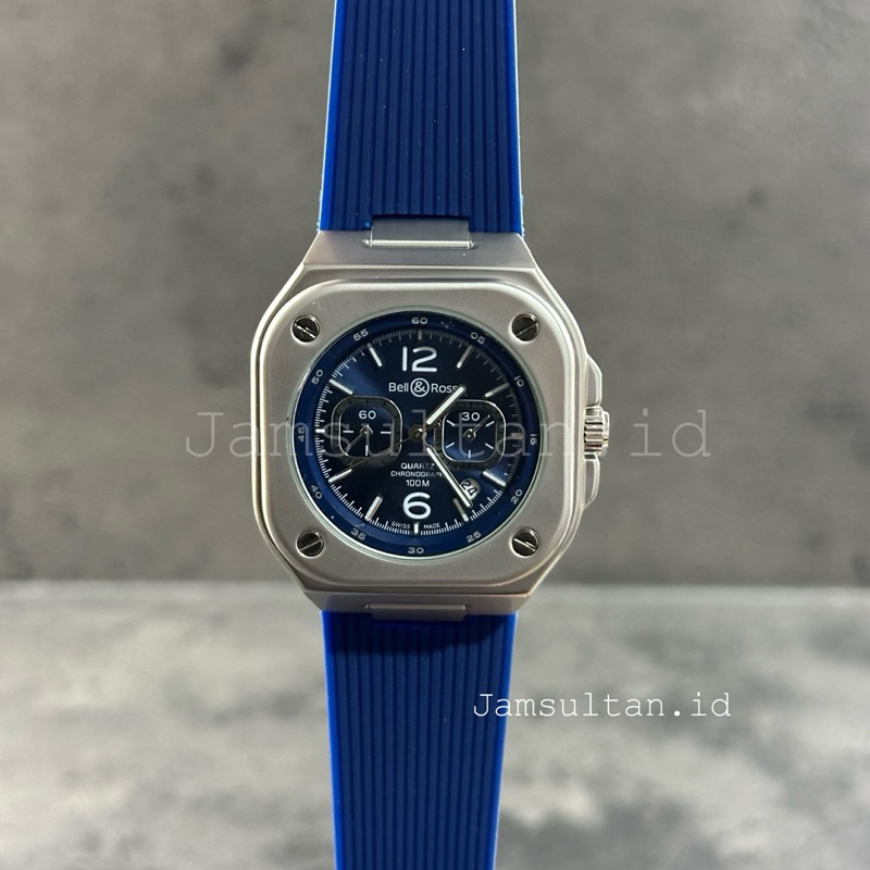 Jual JAM TANGAN SULTAN BELL&ROS PERSEGI RUBBER CHRONO VARIASI DIAMETER ...