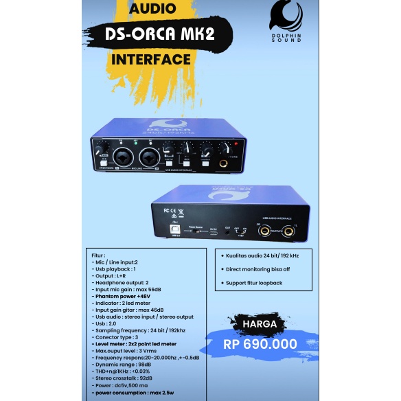 Jual DOLPHIN SOUND DSORCA MK2 DS ORCA MK2 Soundcard audio interface ...