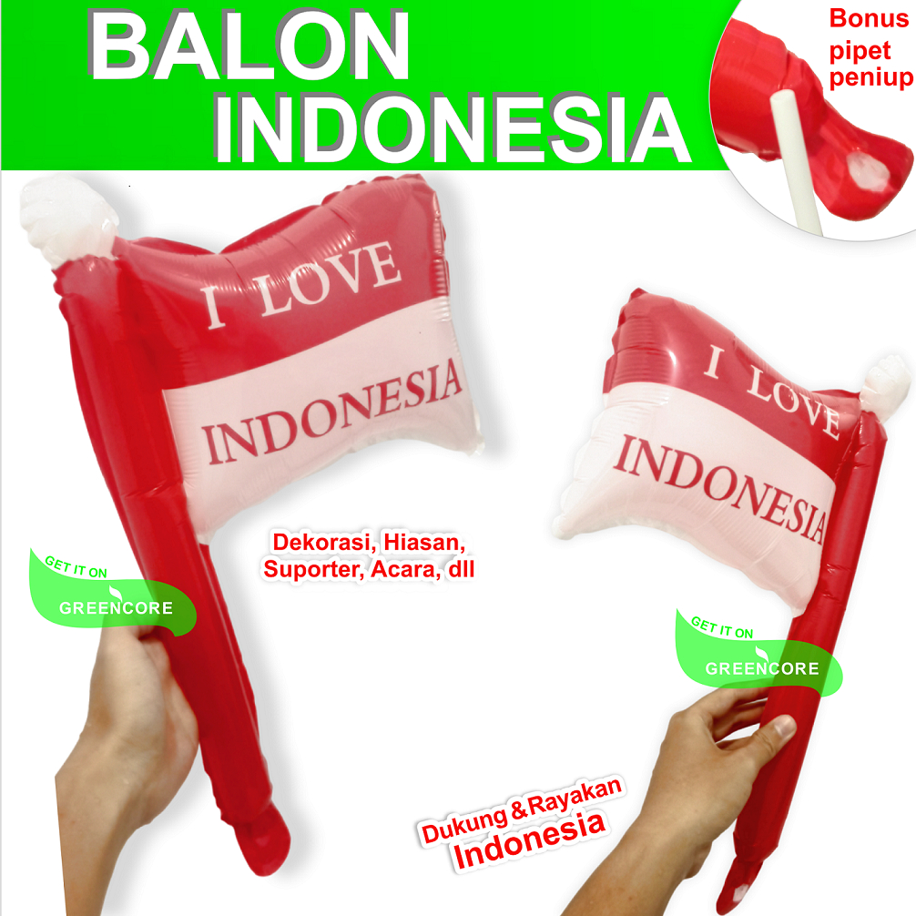 Jual Balon Bendera Merah Putih indonesia no Foil bando tongkat ...