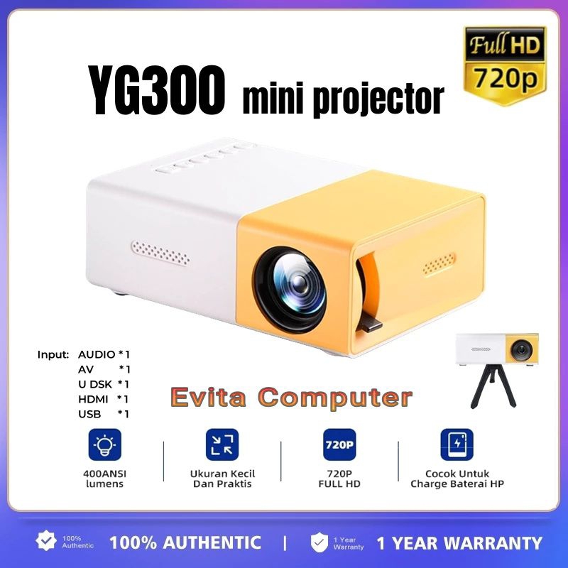 Jual Mini Projector LED YG300 / YG-300 Proyektor Mini Portable Home ...