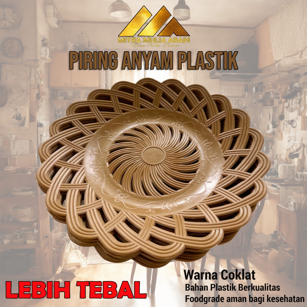 Jual Piring Plastik Anyam Rotan model tulip Tebal Warna Cokla | Shopee ...