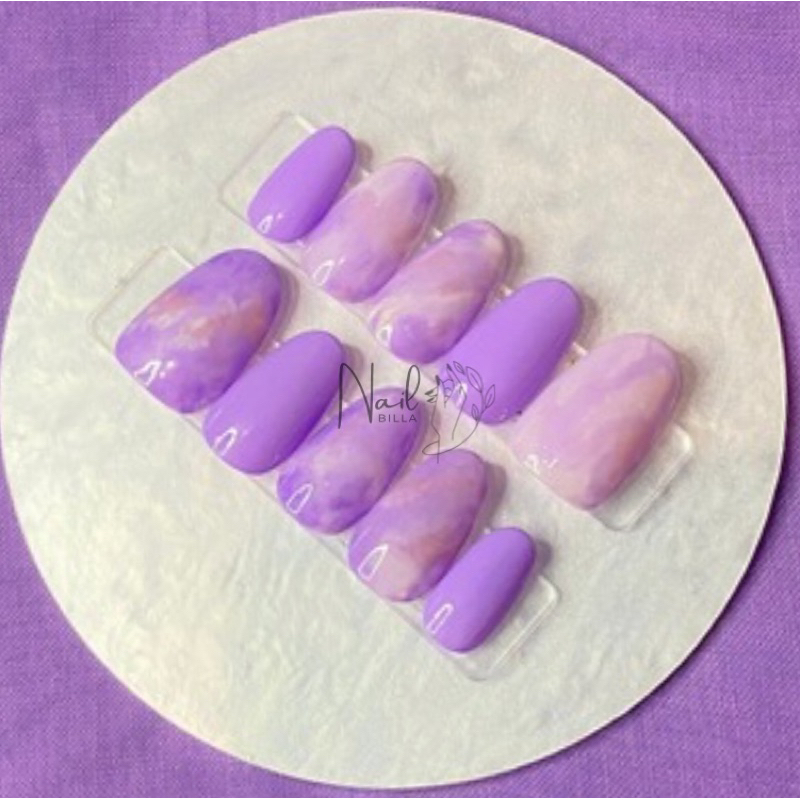 Jual Press On Nails| Marbel| Purple| Gradasi|Nail art| Kuku Palsu| Ungu ...