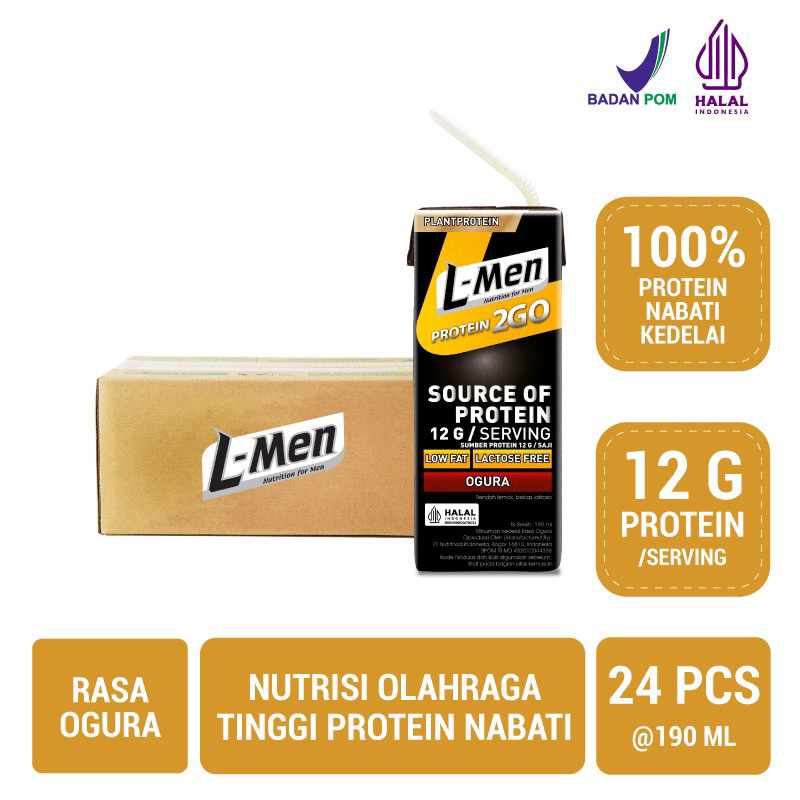 Jual L-Men UHT Plant Protein 2 GO Ogura - Kacang Merah 190ml (24 pcs) | Shopee Indonesia